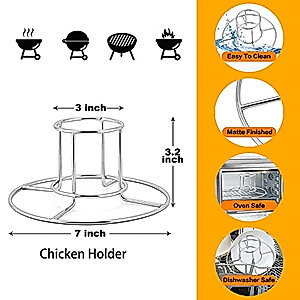 HaSteeL Beer Can Chicken Holder 2 Pack, Stainless Steel Chicken Rack for Grill Smoker Oven BBQ, Vertical Beer Butt Chicken Stand for Tender Roaster Chicken & Turkey, Sturdy & Dishwasher Safe