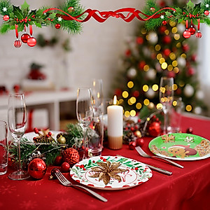 Sliner 120 Pcs Christmas Plates Paper Dessert Disposable Plates Santa Snowman Christmas Wreath Reindeer Gingerbread Man Design, for Christmas Party Supplies Christmas Decorations, 6 Styles(7 Inch)