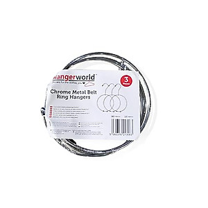 HANGERWORLD 3 Pack Belt Organizer for Closet Rack Chrome Ring Hanger for Belts Ties Scarves and Accessory Storage