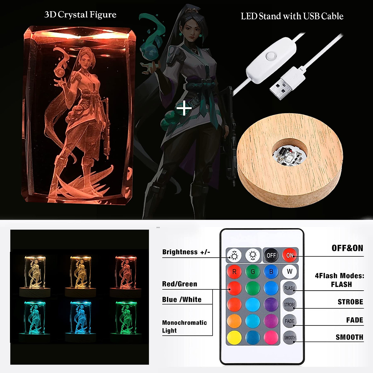 SUPIA Valorant 3D Crystal Figure - RGBW LED Lighting