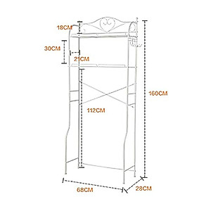 Hokcus Multi-Functional Shelf Washer Storage Frames for Over Toilet,Shelf 2-Layer Over Washinghine Storage Rack,Utility Metal Bathroom Shelf,Adjustable Foot Pad - 2 Layers with 3 H