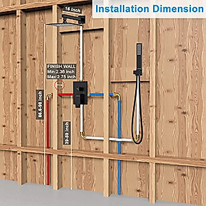 Black Shower System Sets Faucet: EMBATHER 10 Inch Overhead Rainhead Shower Combo Set with Handheld and Valve-Luxury Rain Mixer Rainfall Black Shower Faucets Sets Complete