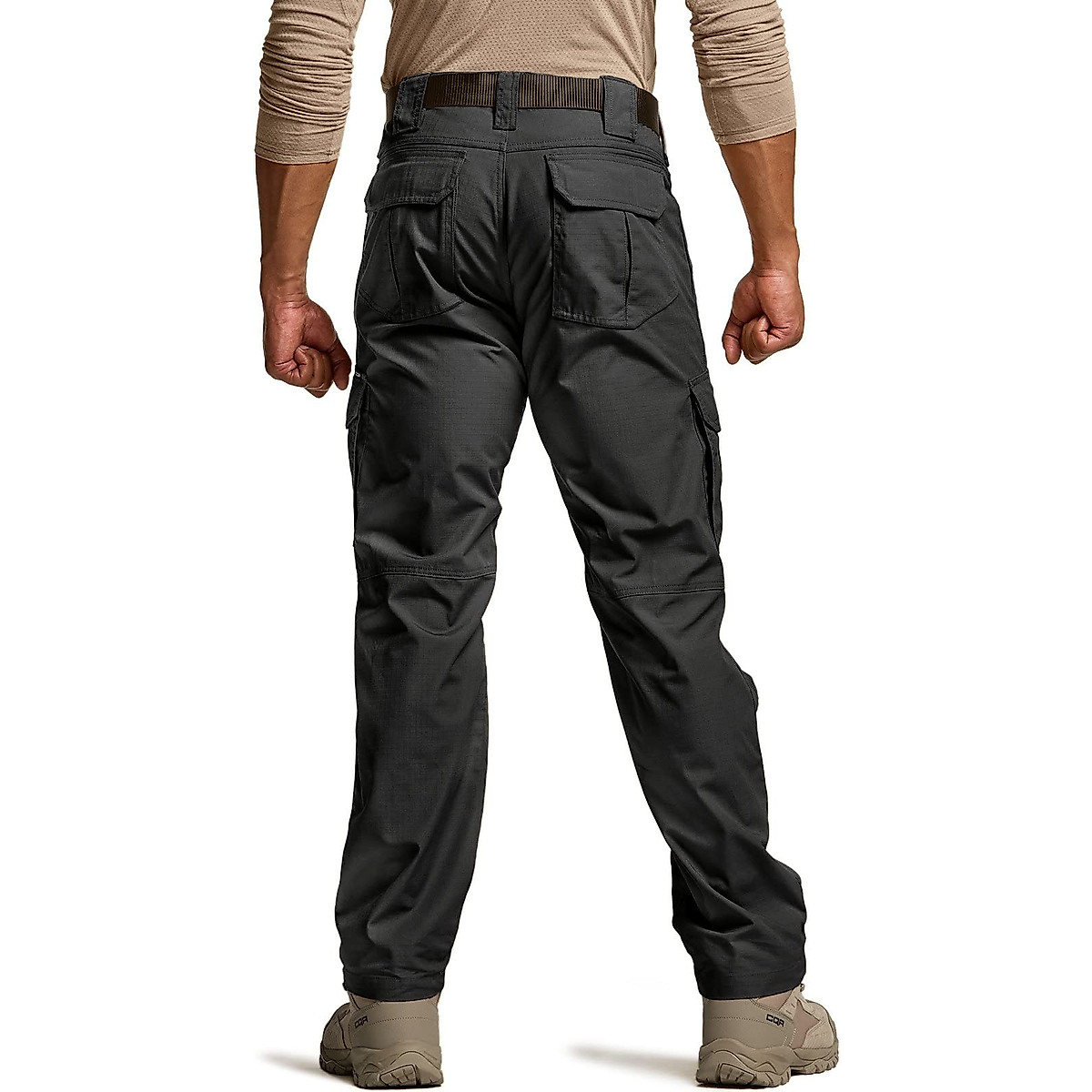 CQR Men's Tactical Pants, Water Resistant Ripstop Cargo Pants, Lightweight EDC Hiking Work Pants, Outdoor Apparel, Duratex Mag Pocket Black, 38W x 32L