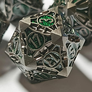 DND Dice,Dungeons and Dragons Dice (Black with Green)