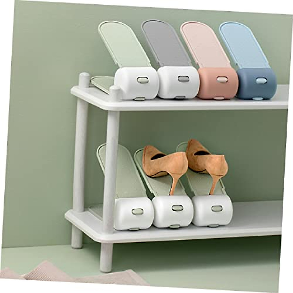 HONMEET 4pcs Shoe Rack Shoe Organizer Rack Stackable Shoe Storage Shoe Slots for Shelf Shoe Stacker Slots Stackable Shoe Slots Pp Shoes Slots Rack Shoes Stand Shoes Organize Double Layer