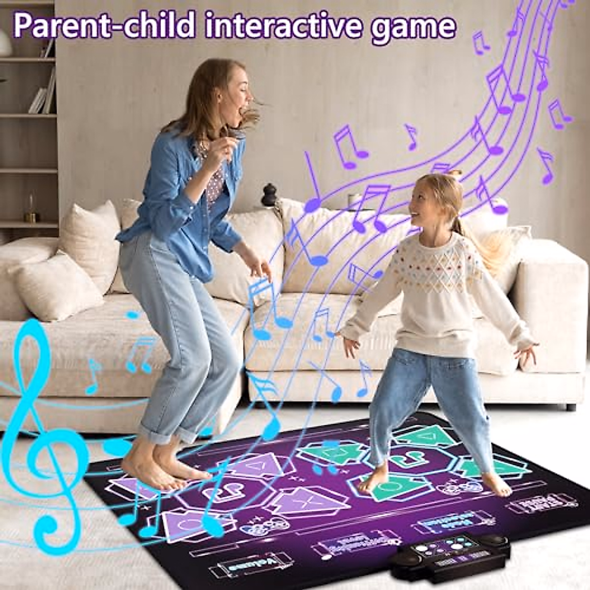 Joyvalley Kids Dance Mat Toys - 2-Player Dance Pad Gifts for Girls Boys Toddlers 3 4 5 6 7 8 9 + Year Old Electronic Dancing Mat Floor Games Toy with Music Light Christmas Birthday Gift (Purple)