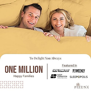 Pizuna Pure 100% Cotton Queen Bed Sheets Set Golden Yellow, Luxurious 400 Thread Count Long Staple Cotton Sateen Sheets with 15" Deep Pocket (Combed Cotton Queen Sheet Set - 4PC)