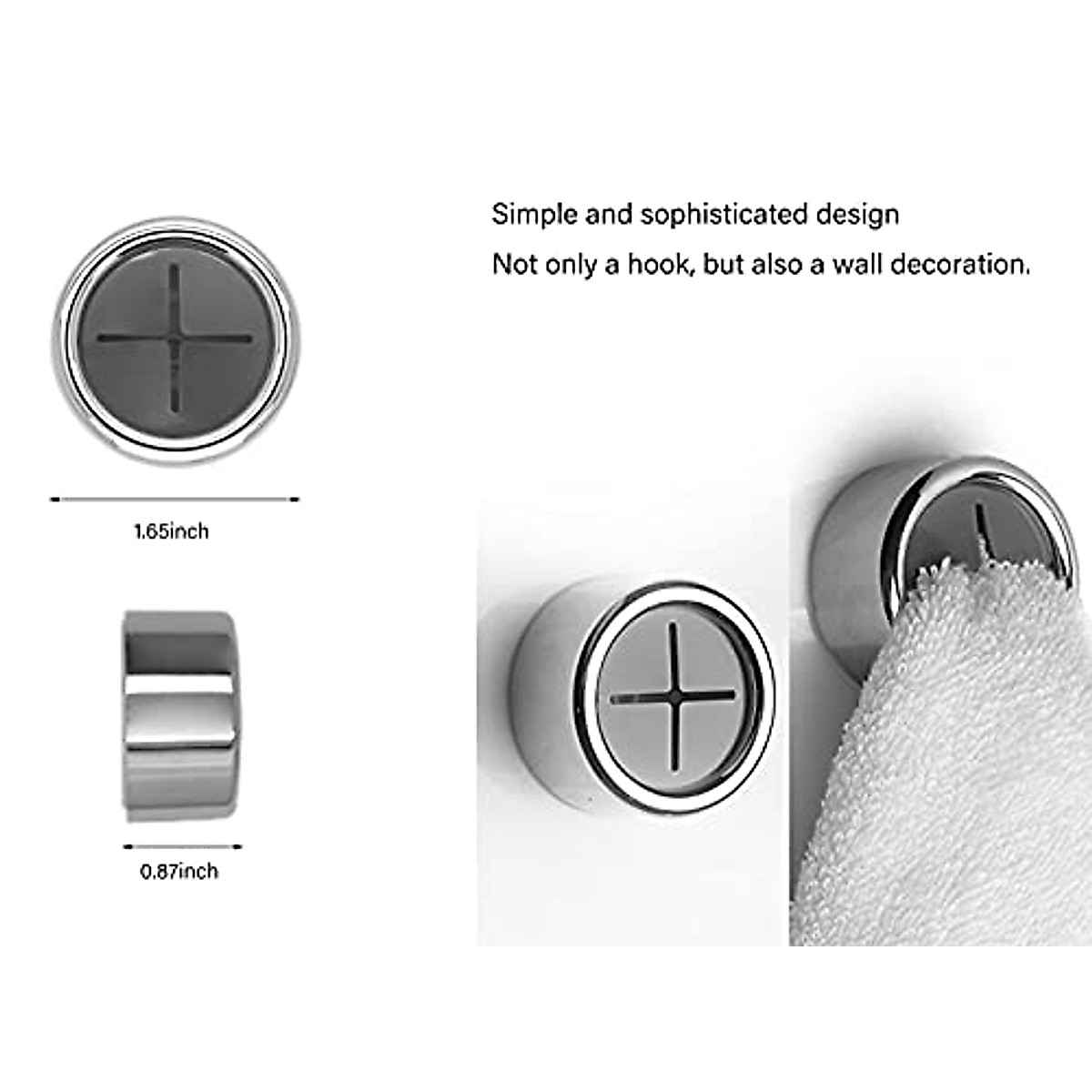 ECOMOMO Kitchen Towel Hooks Push Hooks Adhesive Hooks for Hanging Dish Towel Holder,3-Pack