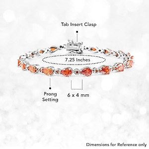 Shop LC Orange Cubic Zirconia Tennis Bracelet for Women Platinum Plated Size 7.25" Ct 6.5 Birthday Gifts for Women