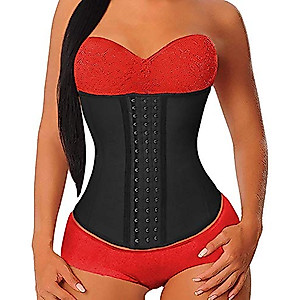 YIANNA Waist Trainer for Women Tummy Control Latex Underbust Waist Cincher Corset Sport Girdle Hourglass Body Shaper,(Black, S)