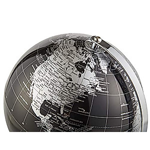ANNOVA Metallic World Globe Black – Educational/Geographic/Modern Desktop Decoration - Stainless Steel Arc and Base/Earth World - Metallic Black - for School, Home, and Office (10-Inch)