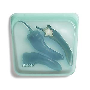 Stasher Platinum Silicone Food Grade Reusable Storage Bag, Sky (Sandwich) | Reduce Single-Use Plastic | Cook, Store, Sous Vide, or Freeze | Leakproof, Dishwasher-Safe, Eco-friendly | 28 Oz