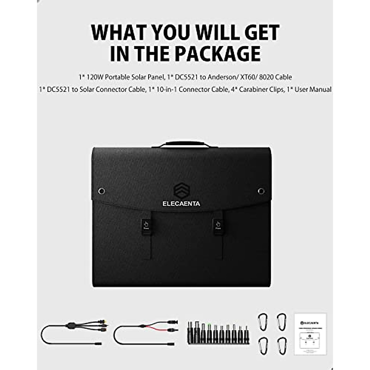 ELECAENTA 120W Portable Solar Panel for Power Station, 24% High Efficiency, PD 45W USB C/DC/QC 3.0, Foldable Monocrystalline ETFE Solar Charger, IPX5 Waterproof for Outdoors Camping Off Grid