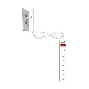 Sleek Socket - The Original & Patented Ultra-Thin Outlet Concealer with 6 Outlet Surge Protector, Cord Concealer Kit, 6-Foot Cord, Universal Size (Ideal for Home Office & Home Theater)