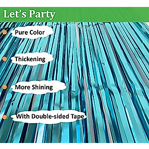 Vanujoy 3 Pack Teal Blue Foil Fringe Backdrop Curtains Party Decoration - Tinsel Party Door Fringe Curtain Backdrop for Birthday Bachelorette Party Engagement Bridal Shower Graduation Decoration