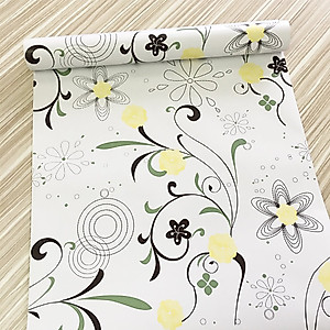 Yifely Yellow Blooms Furniture Paper Decorative Shelf Drawer Liner Self-Adhesive Storage Locker Decor 17.7 Inch by 9.8 Feet