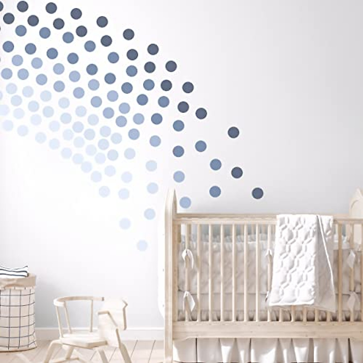 Blue Polka Dot Wall Decals - 150 2-inch Blue boho rainbow wall decal dots for wall | removable wall stickers boho nursery decor boy or girl | polka dot classroom decor vinyl wall decal dots | boho wall decals peel and stick blue rainbow dot stickers