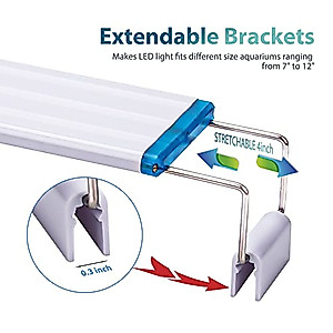 Oltraman LED Aquarium Light Full Spectrum Fish Tank Lights 7" 8" 10" 12" 8W Multi-Color Freshwater Saltwater Plant Lamp White Blue Red LEDs