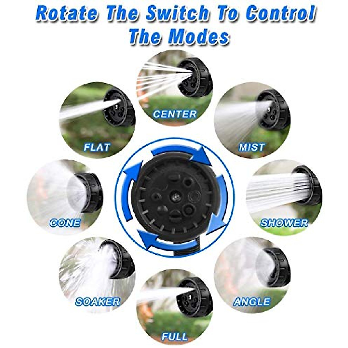 MultiOutools 304 Stainless Steel Garden Hose 50FT Metal Water Hose with 2 Free Nozzles Heavy Duty Flexible Metal Garden Hose 8 Functions Spray Nozzle Lightweight Durable Kink Free Outdoor Hose