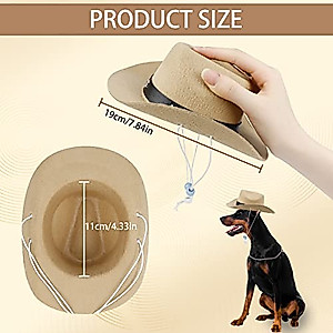 YOLUFER Pet Hat Costume Dog Cowboy Hat with Adjustable Strap, Party Cowboy Hats for Small Pets Puppy Cat (Light Coffee)