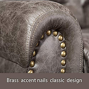 ANJ Electric Recliner Chair W/Breathable Bonded Leather, Classic Single Sofa Home Theater Recliner Seating W/USB Port (Smoky Gray)