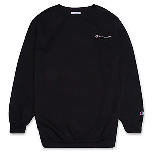 Champion Crewneck Sweatshirt Big and Tall - Fleece Pullover Sweatshirt for Men Black