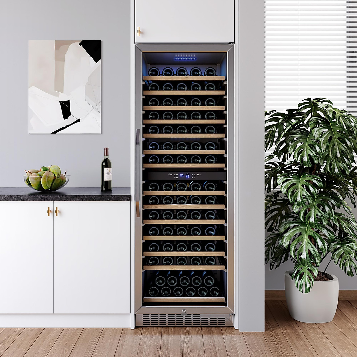 EdgeStar CWR1552DZ 24 Inch Wide 141 Bottle Capacity Free Standing Dual Zone Wine Cooler with Interior Lighting