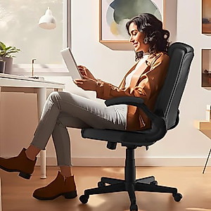 VECELO High Back, Jet Black Ergonomic Executive Chair with SGS Gas Lift, Lumbar Support, Adjustable Height and Rocking Mode, Flip-up Arms, 360°Silent Swivel for Home Office and Gaming