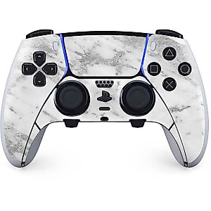 Skinit Gaming Decal Skin Compatible with PS5 DualSense Edge Pro Controller Originally Designed Silver Marble Design