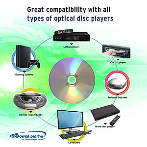 Vinpower Digital Blue AZO CD-R 700MB 52X Shiny Silver Top Recordable Media Disc - 100pk Cake Box 16M-115-BX (FFB), 100 Discs