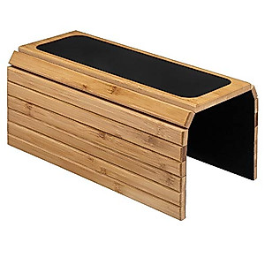 Generic Bamboo Sofa Arm Tray Table Flexible/Foldable Multi-use Non-Slip Surface Great for Drinks Phone Tech Snacks and Remote Control