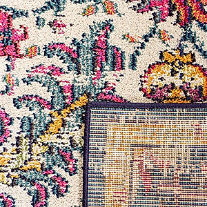 SAFAVIEH Madison Collection 8' x 10' Ivory / Orange MAD447A Boho Chic Medallion Distressed Non-Shedding Living Room Bedroom Dining Home Office Area Rug