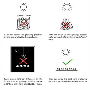 Glow in The Dark Pebbles (500pcs White Glows Blue) - Indoor Outdoor Garden Stones Moonlight Yard Plant Decorations Fish Tank Aquarium Rocks Solar Backyard LED Decor