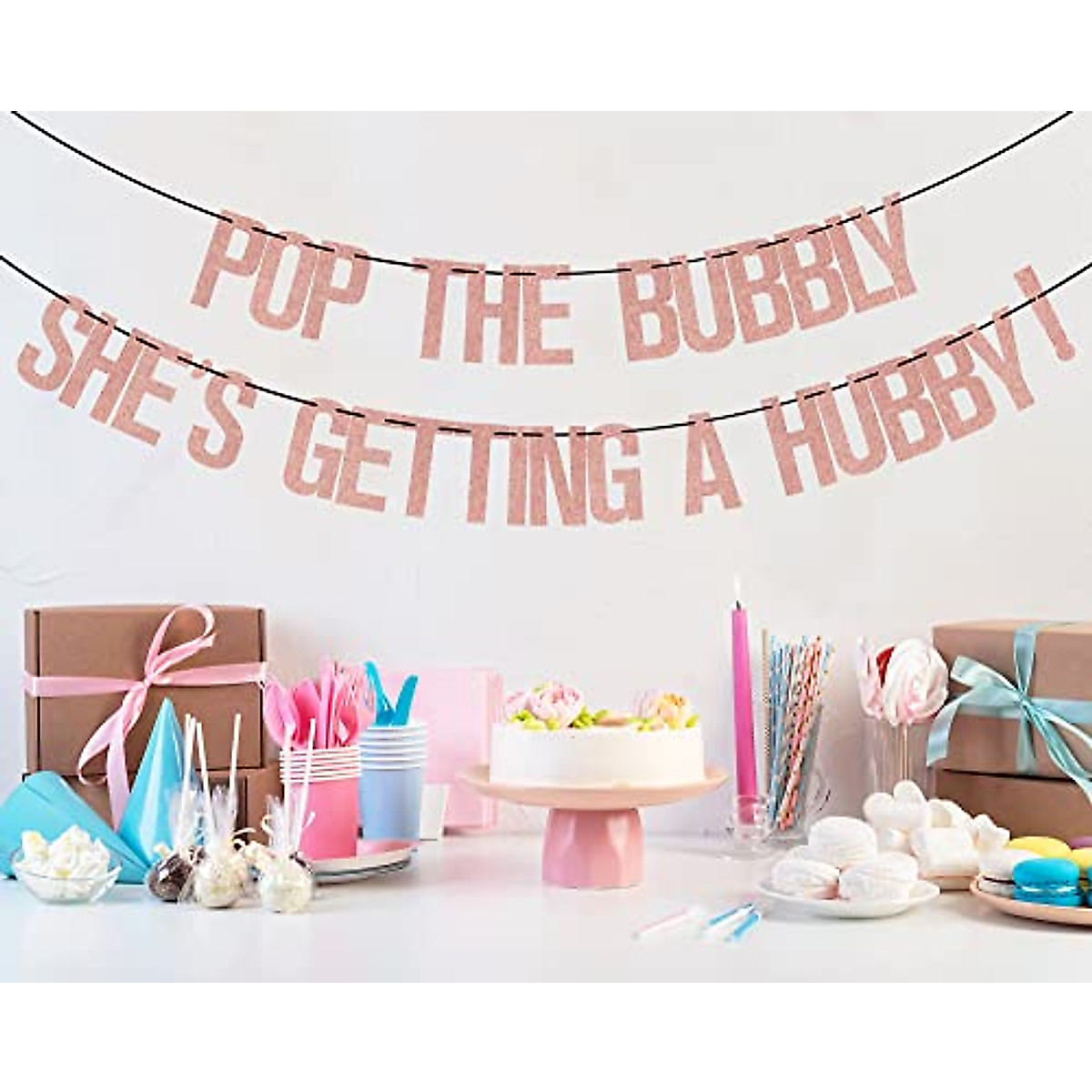 Pop the Bubbly She's Getting a Hubby! Banner, Bachelorette Party Decorations, Bridal Shower Decorations, Engagement Party Decorations, Bride to Be Decorations, Bachelorette Banner Rose Gold Glitter
