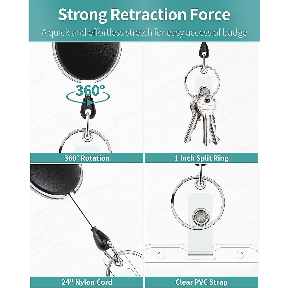 Pawfly Vertical 2-Card Badge Holder with Thumb Slots Hard Transparent PC Case Protector with Retractable Badge Reel Carabiner Clip for IDs Credit Cards Driver’s Licenses and Passes, 2 Pack