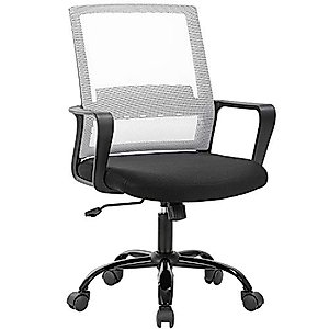 Home Office Chair Ergonomic Desk Chair Swivel Rolling Computer Chair Executive Lumbar Support Task Mesh Chair Adjustable Stool for Women Men (White)