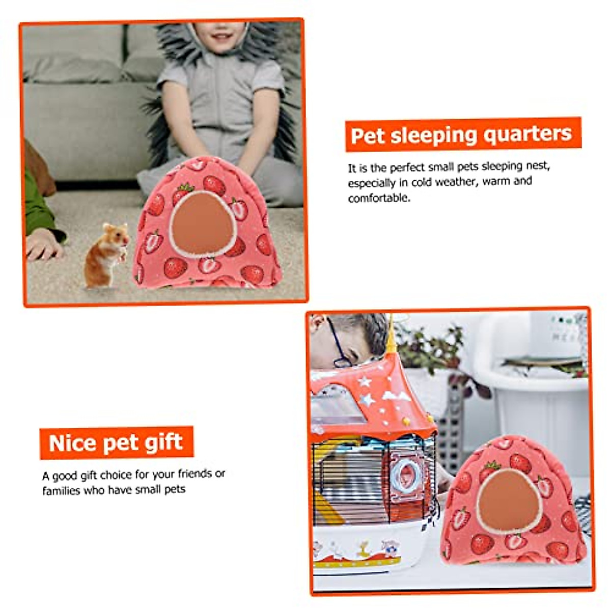 BCOATH Plush Hamster House 1pc Hamster Hamster Stuffed Hamster Hamster Hut Guinea Pigs Hide- Out Warm Guinea Pigs Bed Cloth Hamster Bed Hamster House Cloth Pink Keep Warm