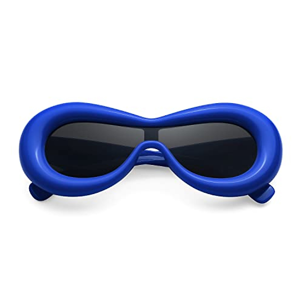 FEISEDY Oversized Inflated Oval Sunglasses for Women Men Fashion Thick Frame Y2K Glasses Funny Aesthetic Shades B9088 (Blue, 60MM)