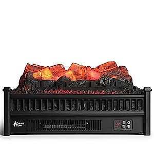 TURBRO Eternal Flame EF23-LG Electric Fireplace Logs, 23" Remote Control Fireplace Insert Log Heater, Realistic Lemonwood Ember Bed, Thermostat, Timer, 1400W Black