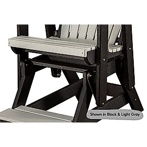 DutchCrafters Slat Fan Back Poly Balcony Adirondack Glider with Footrest Outdoor Patio Chair (Black & Aruba Blue)