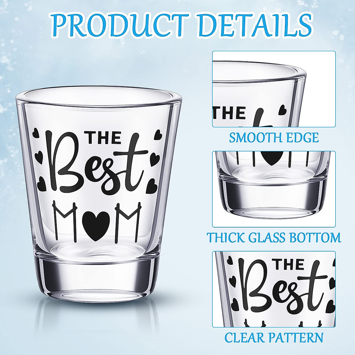 Nuanchu 12 Pieces Shot Glass 2 oz Clear Shot Glass Set Gift for Birthday Anniversary (Mom)