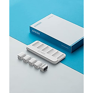 Anker Cable Management, Magnetic Cable Holder, Desktop Multipurpose Cord Keeper, 5 Clips for Lightning Cables, USB C Cables, Micro Cables, Other Wires, Sticks to Wood, Marble, Metal, Glass (White)