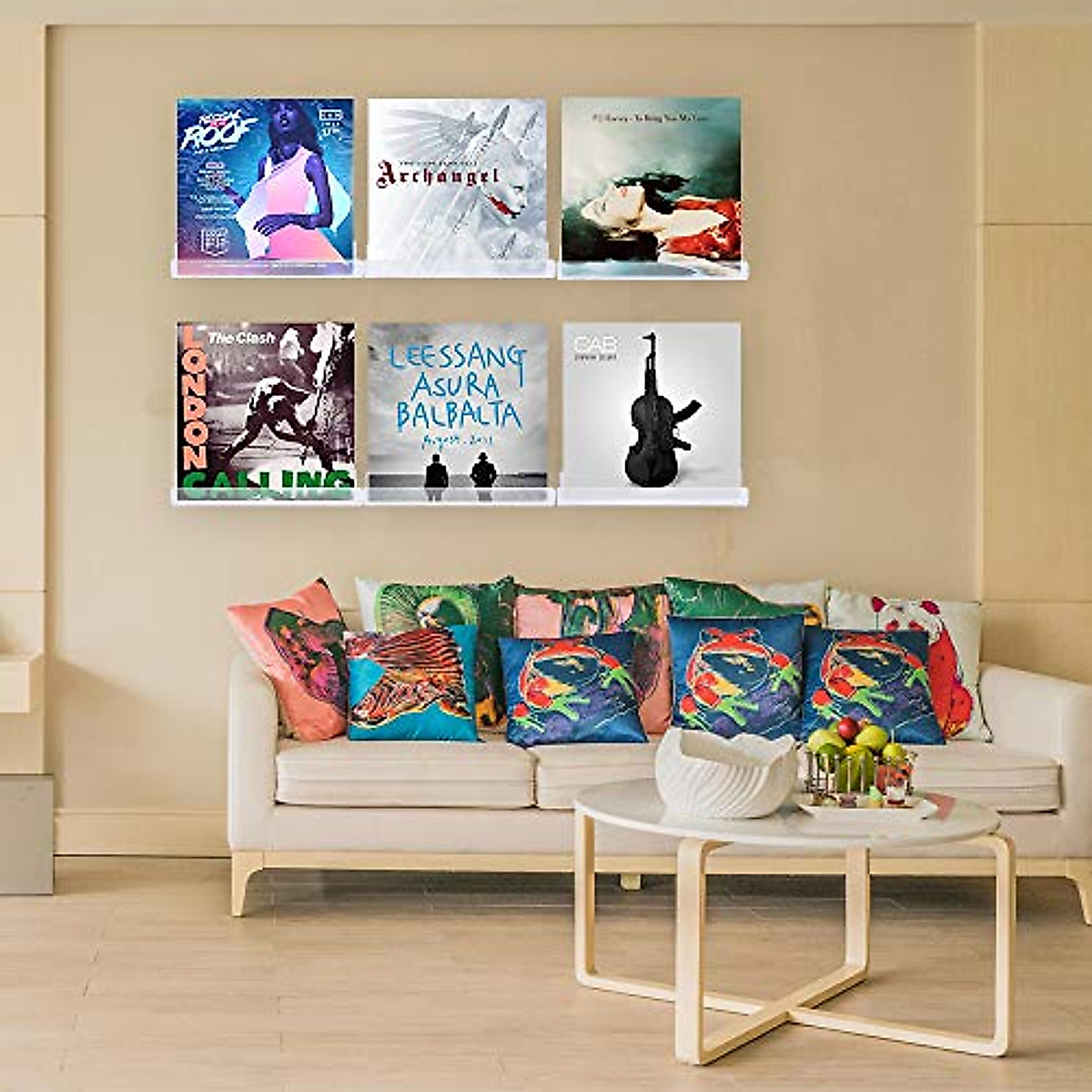 Clear Vinyl Record Shelf Wall Mount for 7 inch CD DVD Single EP LPs Acrylic Album Records Display Floating Rack Holder for Wall Sheving Juice Bottle Sample Lipstick Collection Hanger 8 Packs Invisible