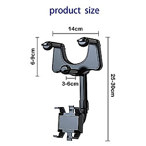 Youdiyla 360°Rotatable and Retractable Car Phone Holder - Rear View Mirror Phone Holder, Car Phone Holder Mount, Easy to Install and Remove, for All Mobile Phones and All Car