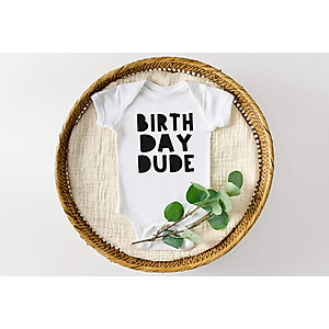 Bump and Beyond Designs Baby-Boys First Birthday Shirt, Birthday Dude White, 12-18 Months, Short Sleeve