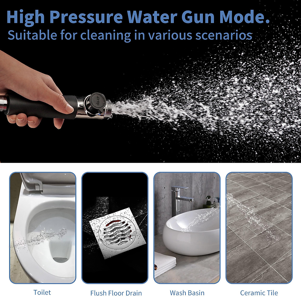 Iopsk Drivse Iondrops Showerhead with Filters for Hard Water,Handheld Shower Head with Off Switch,Detachable Filtered Shower Head with Hose for RV Camper (Gun Grey)