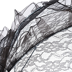 LUOEM Wedding Lace Parasol Umbrella Wedding Bride Umbrella Black Umbrella Photo Prop for Wedding Bridal Decoration - Size Small