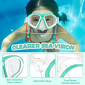 Supertrip Kids Swim Goggles, Swim Mask with Nose Cover, Tempered Glass Snorkel Diving Mask for Youth Boys Girls Age 6-14
