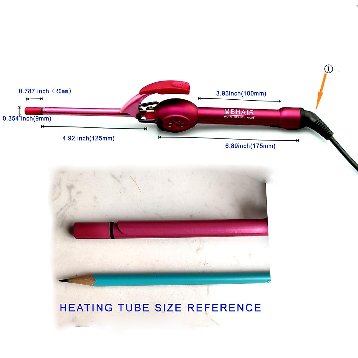 MBHAIR 9mm Thin Curling Wand Hair Curler, 3/8 Small Barrel Skinny Hair Curling Iron Wand Professional Super Tourmaline Ceramic Barrel Small Tongs for Short and Long Hair