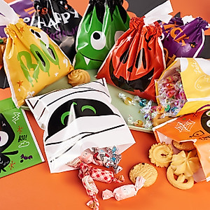JOYIN 108 Pcs Halloween Drawstring Treat Bags with 9 Character Designs, Mini Halloween Goodie Gift Bags, Trick or Treat Candy Bags for Halloween Party Favor